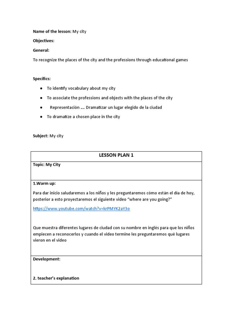 Lesson Plan My City | PDF | Arte