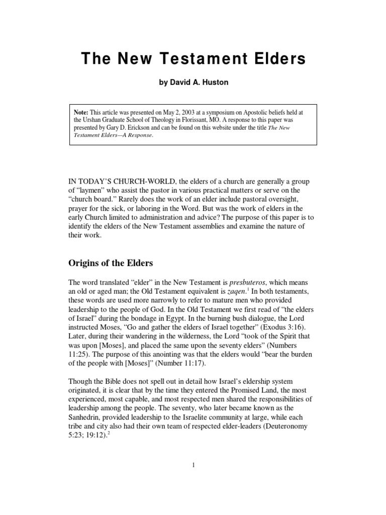 New Testament Elders | Download Free PDF | Elder (Christianity) | Bishop