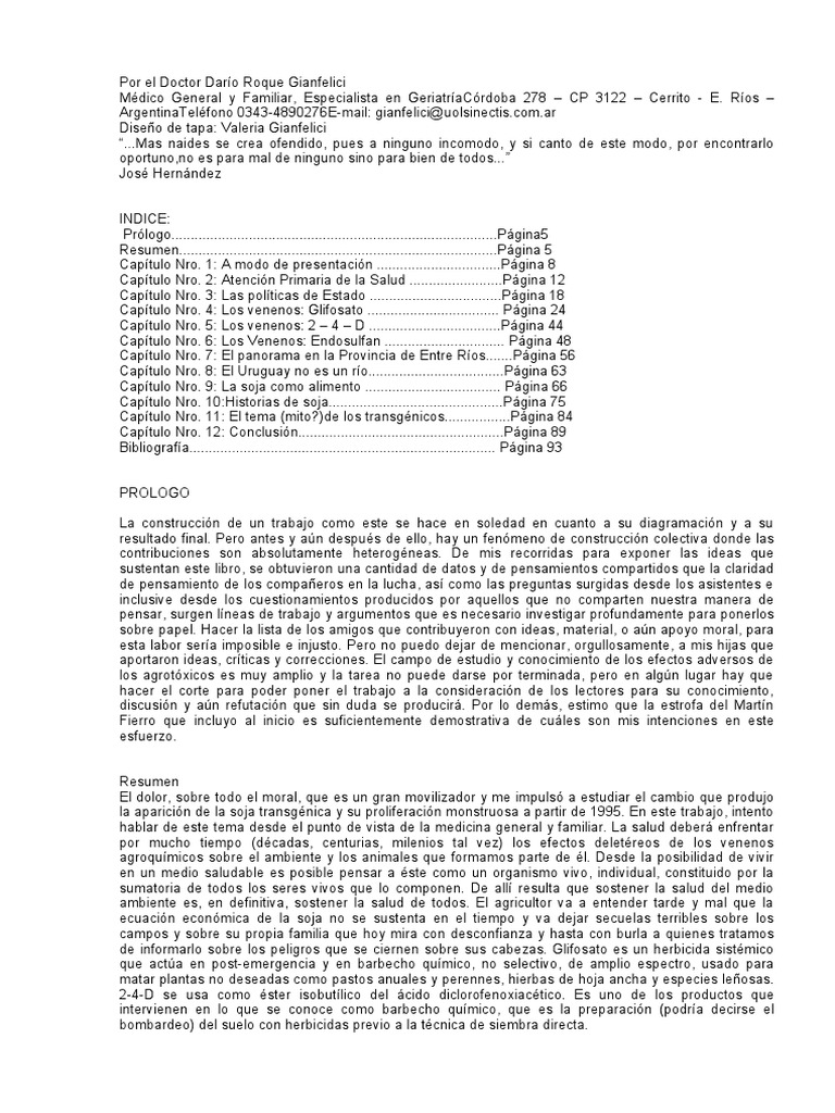 Darío Roque Gianfelici | PDF | Pesticida | Ecología