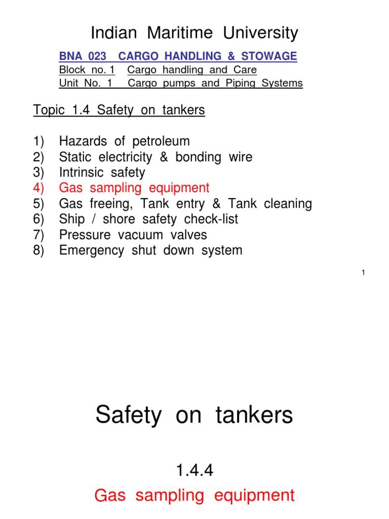 Indian Maritime University: 4) Gas Sampling Equipment | PDF | Oil ...
