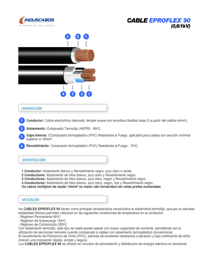 Cable Eproflex 90 0.6-1KV | PDF | Aislador (Electricidad) | Conductor ...
