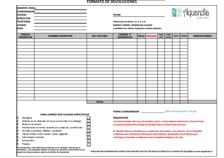 Formato de Devoluciones | PDF | Science | Ciencia y Tecnología