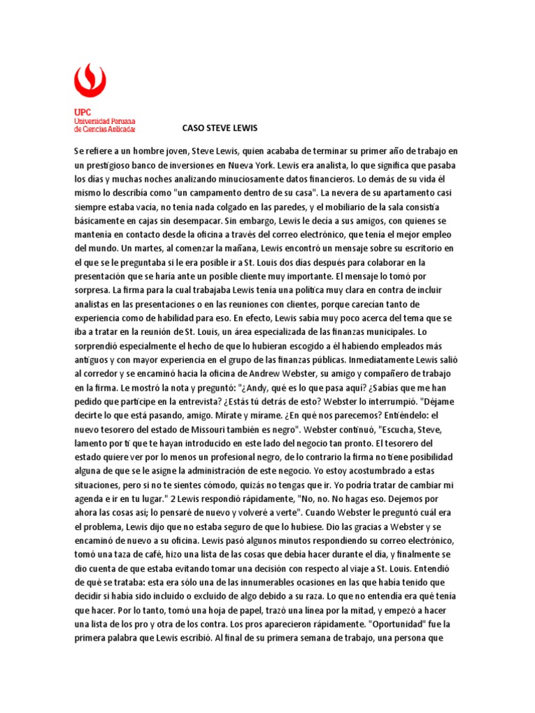 Caso Steve Lewis | PDF | Discriminación | Verdad