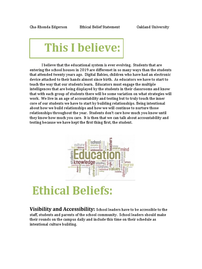 Ethical Belief Statement | PDF | Community | Behavioural Sciences