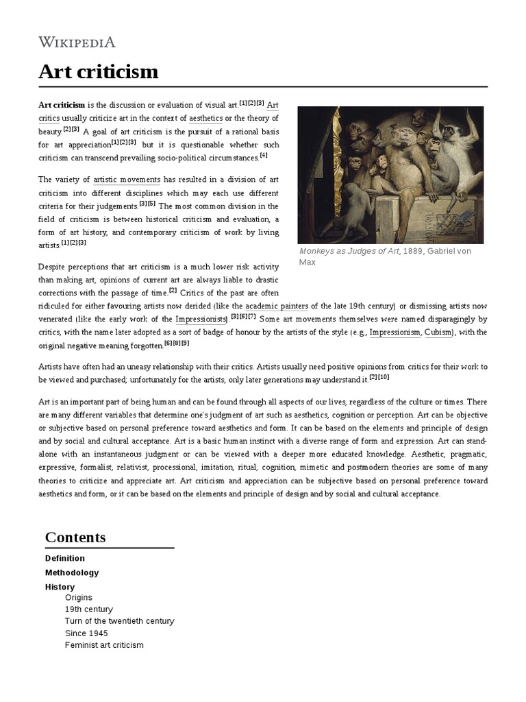 Art Criticism: Art Criticism Is The Discussion or Evaluation of Visual ...