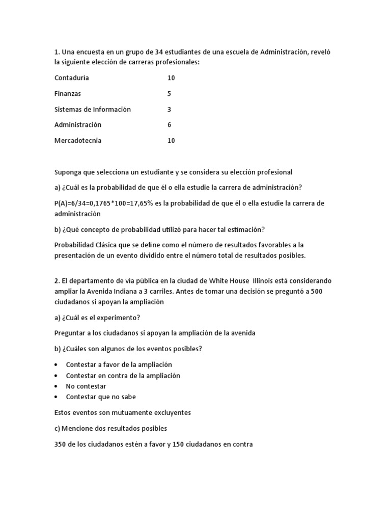 Ejercicios Prob Clasica | PDF | Probabilidad | Science