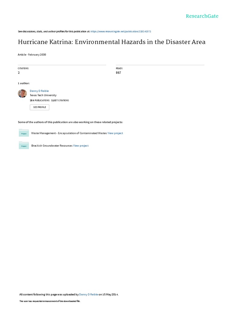 Hurricane Katrina: Environmental Hazards in The Disaster Area | PDF ...