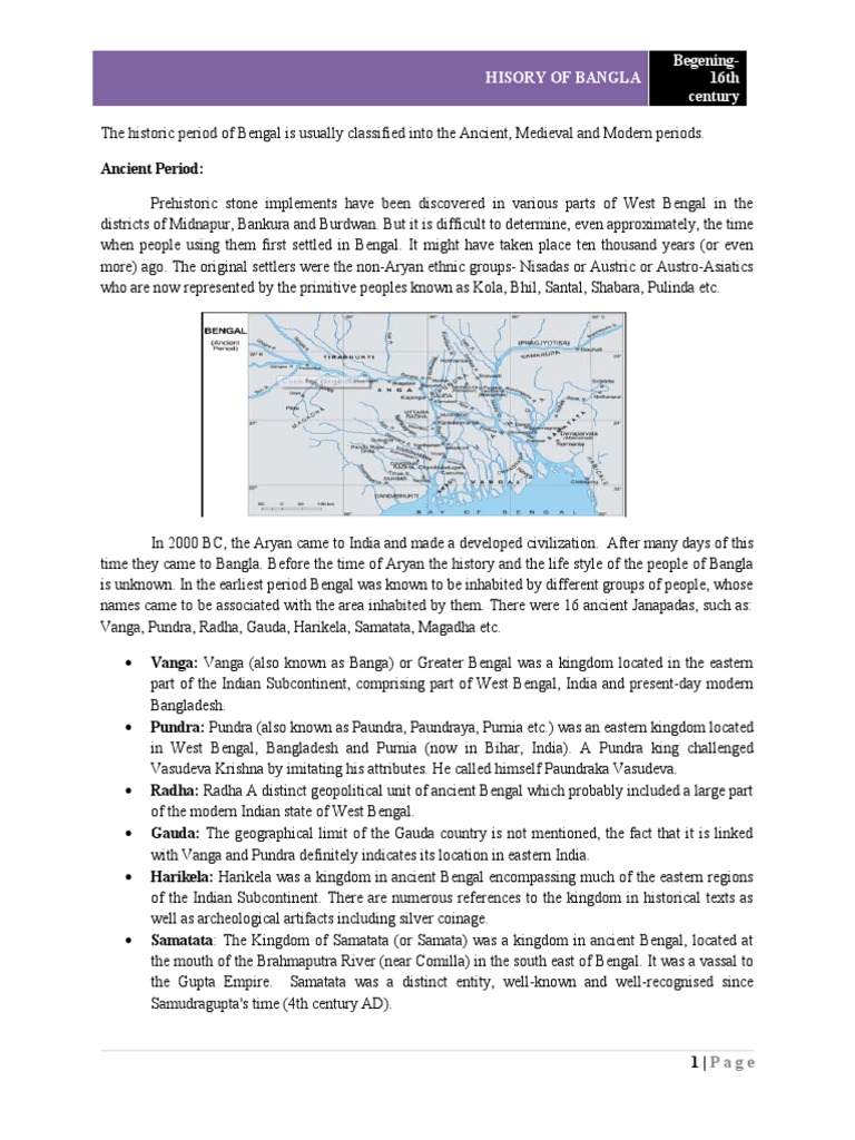 Ancient Period:: Hisory of Bangla Begening-16th Century | PDF | Asian ...