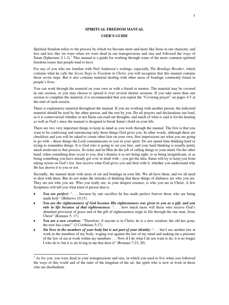 Spiritual Freedom Manual | PDF | Grace In Christianity | Jesus