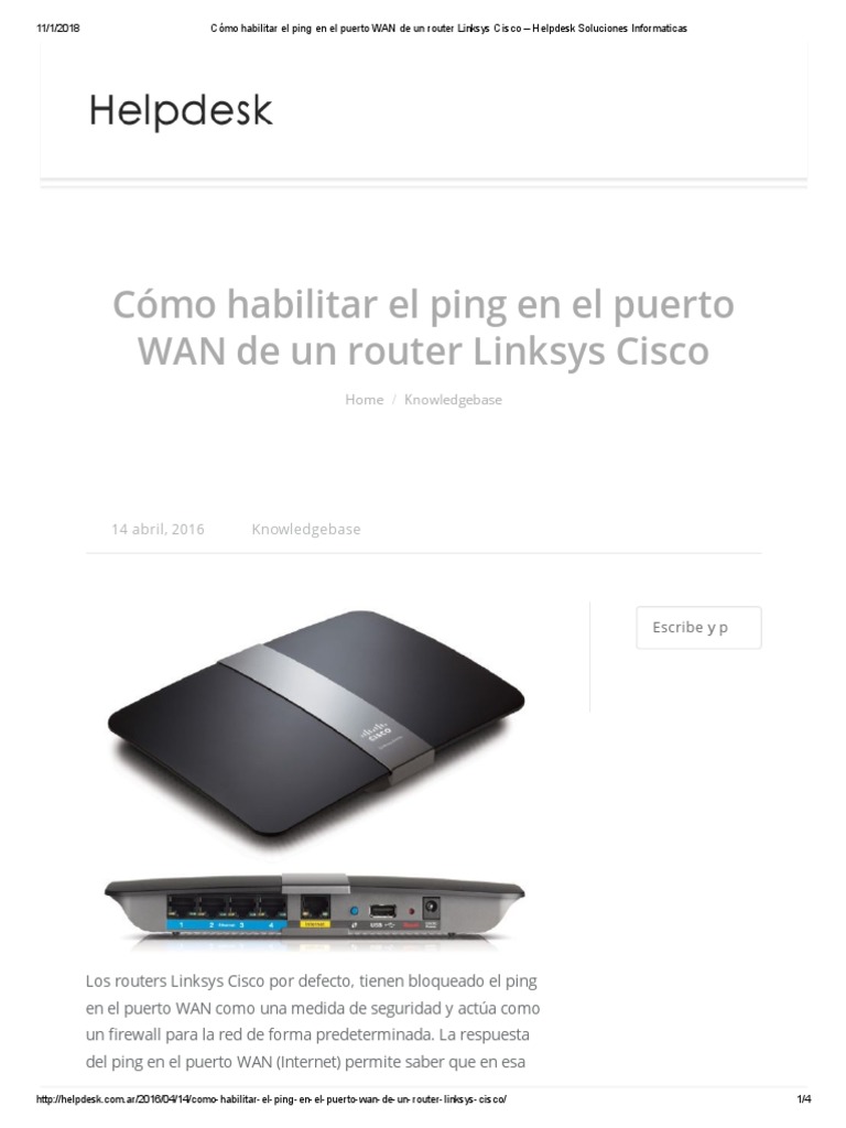 Cómo Habilitar El Ping en El Puerto WAN de Un Router Linksys Cisco ...
