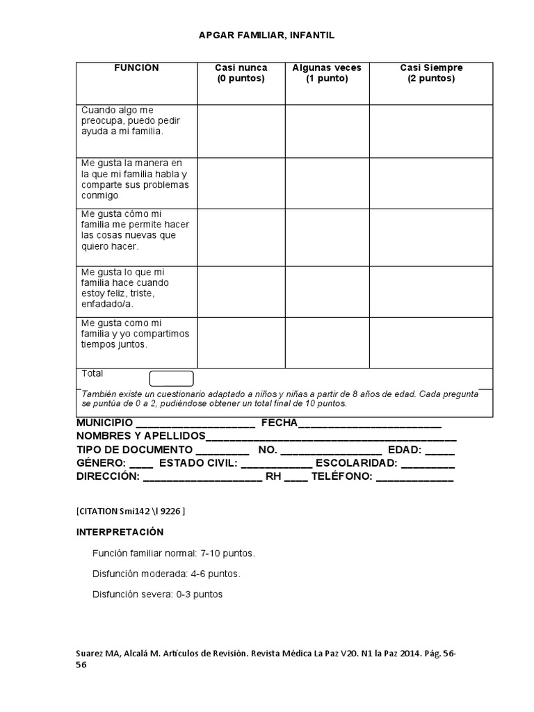 Apgar Familiar Infantil | PDF