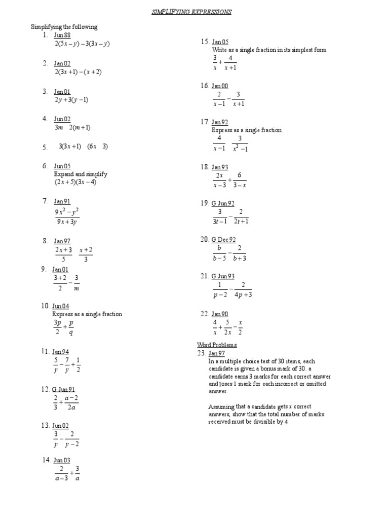 Simplifying Expressions CSEC TOPIC | PDF | Teaching Mathematics