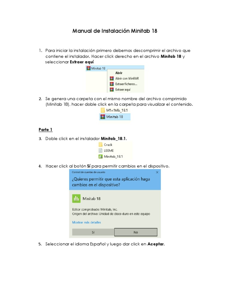 Manual de Instalación Minitab | PDF