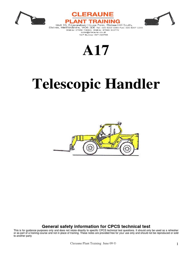 A17 Telescopic Handler: General Safety Information For CPCS Technical ...