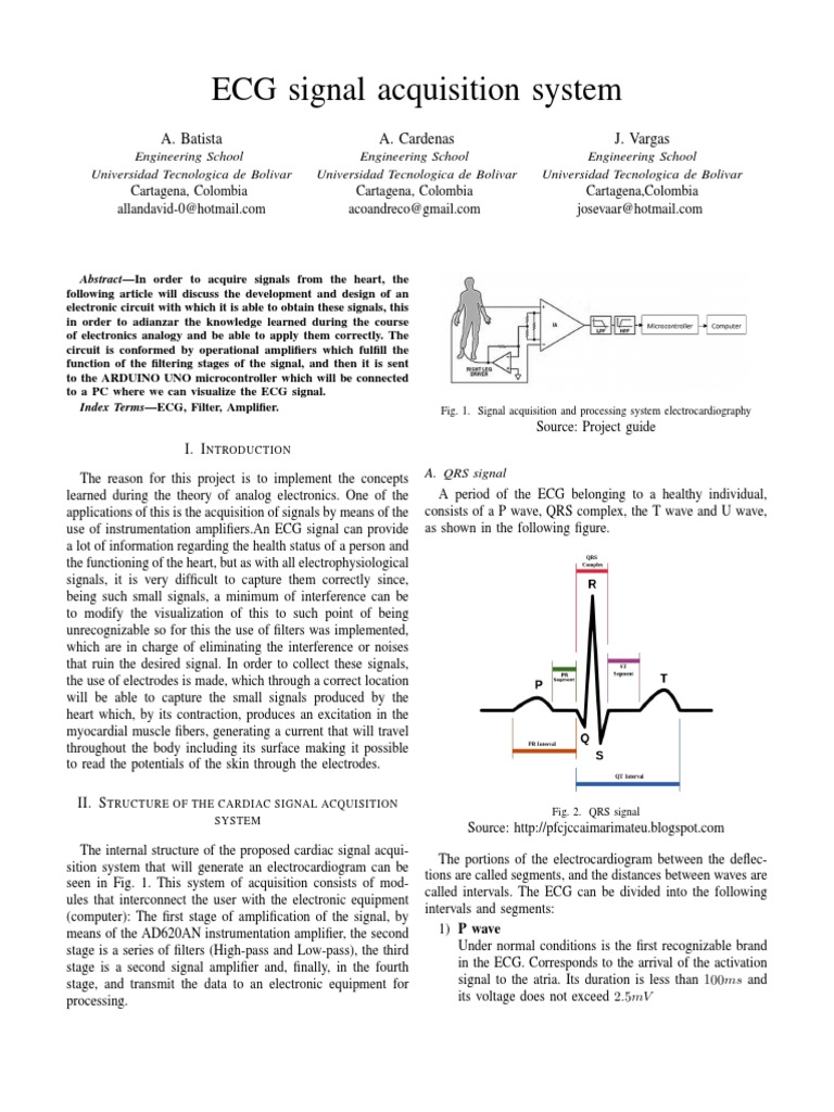 ECG Signal Acquisition System: A. Batista A. Cardenas J. Vargas | PDF ...