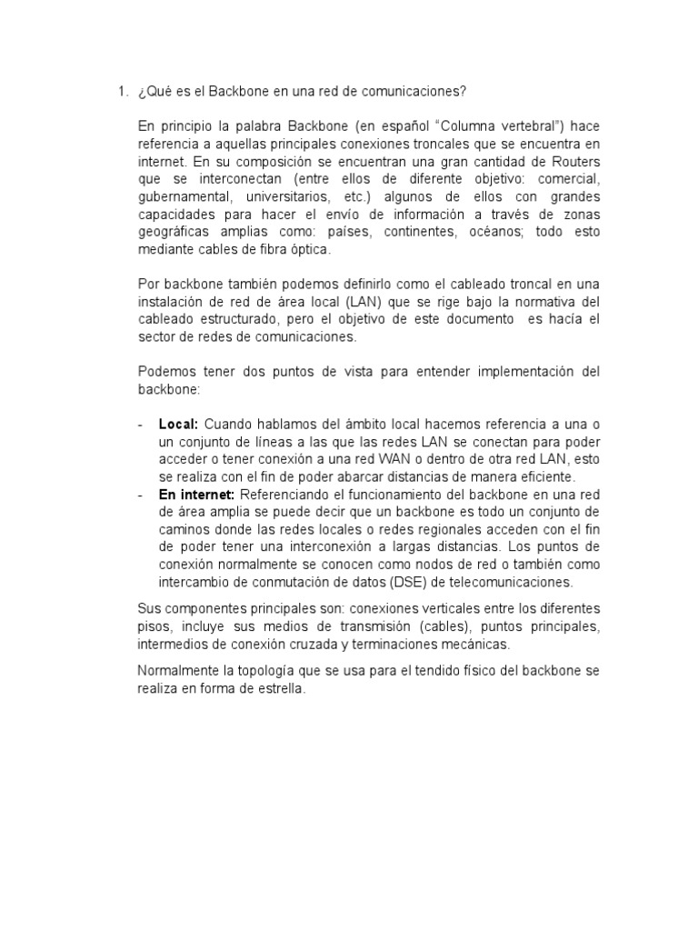 Qué Es El Backbone en Una Red de Comunicaciones | PDF | Red de ...