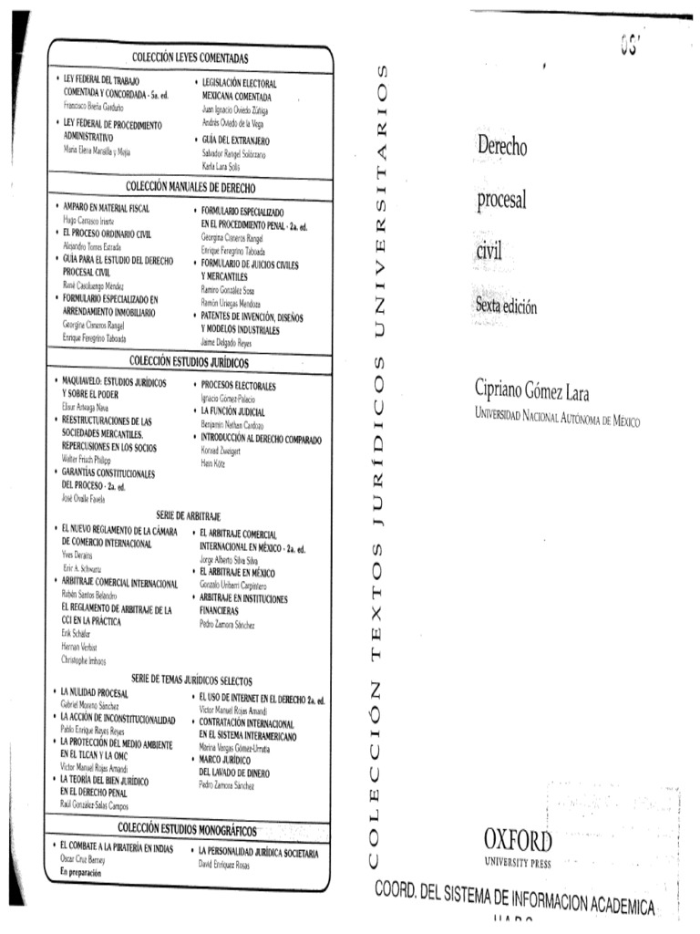 Cipriano Gomez Lara Derecho Procesal Civil PDF | PDF
