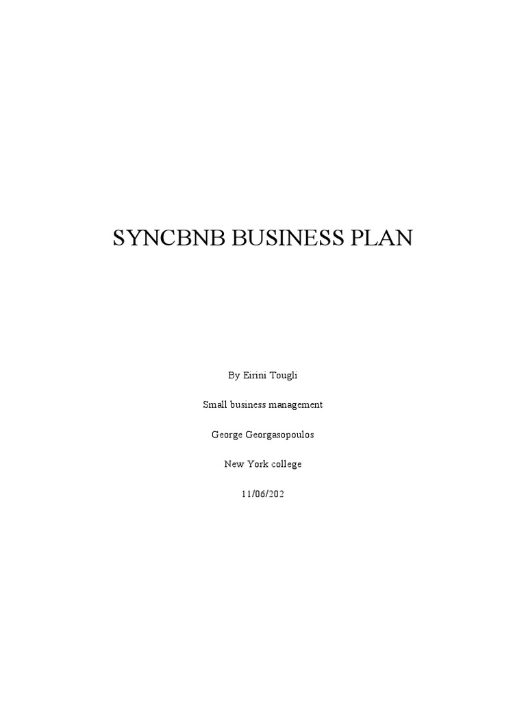 Business Plan - Startup Syncbnb | PDF | Entrepreneurship | Marketing Strategy