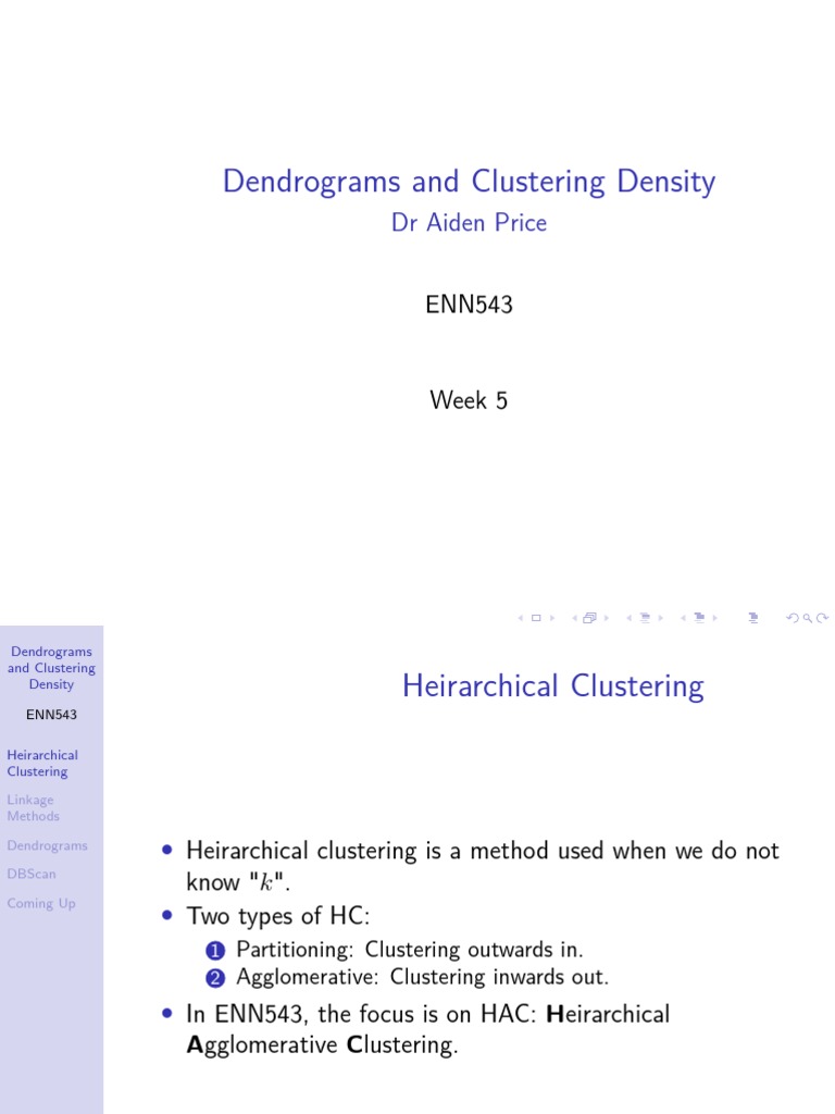 Dendrograms and Clustering Density: DR Aiden Price | PDF | Cluster Analysis | Data Analysis