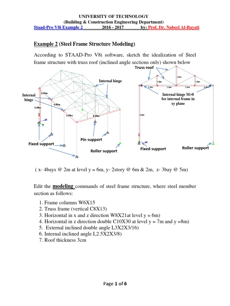 Example 2 (Steel Frame Structure Modeling) : Staad-Pro V8i Example 2 ...