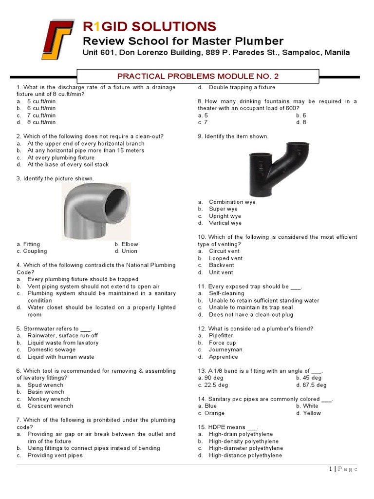 Practical Problems No. 2 | PDF | Plumbing | Home Appliance