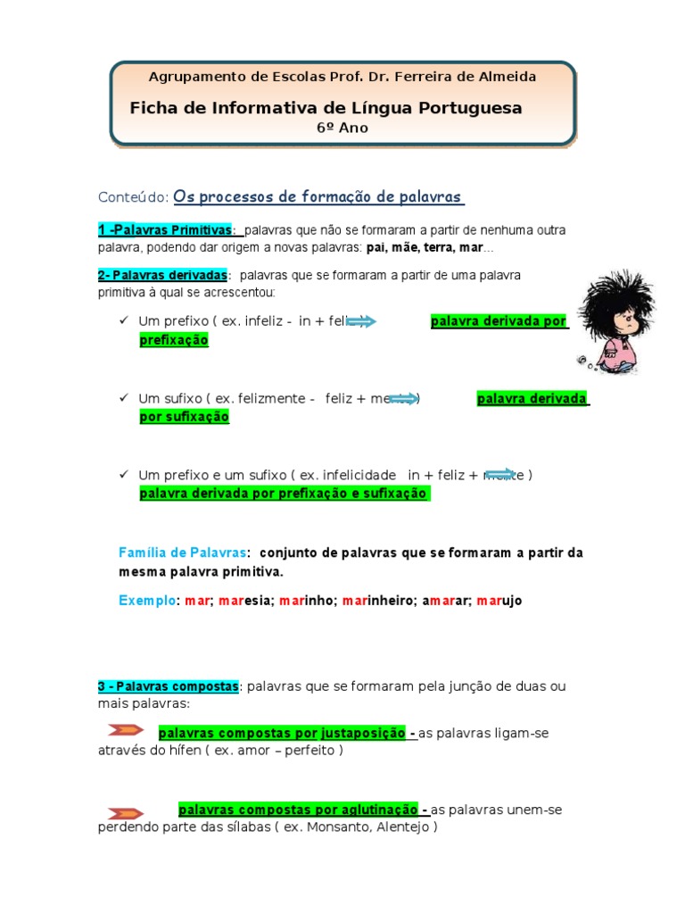 Ficha Inf (1) .. | PDF | Palavra | Mecânica da linguagem