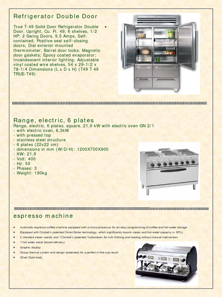 Kitchen Equipment | PDF | Dishwasher | Refrigerator