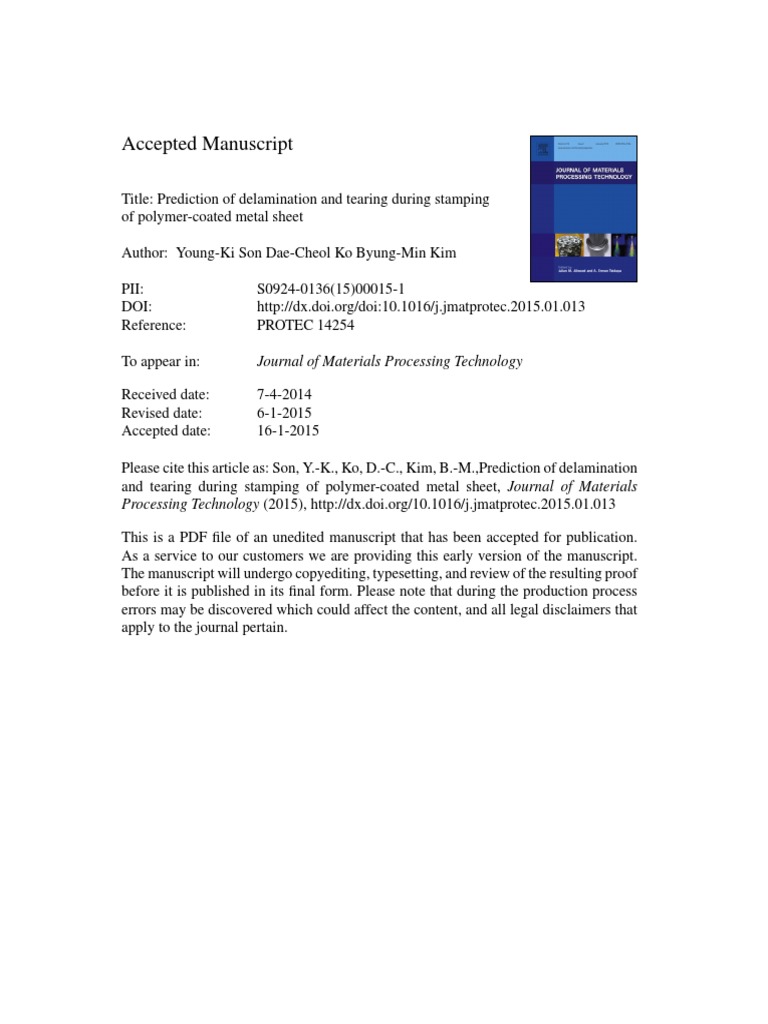 9 - Son, Ko e Kim (2015) - Prediction of Delamination and Tearing ...
