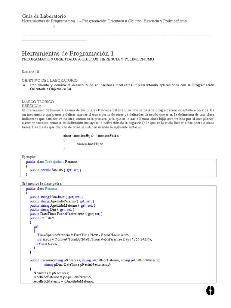 S10 - Programación Orientada A Objetos - Herencia y Polimorfismo | PDF ...