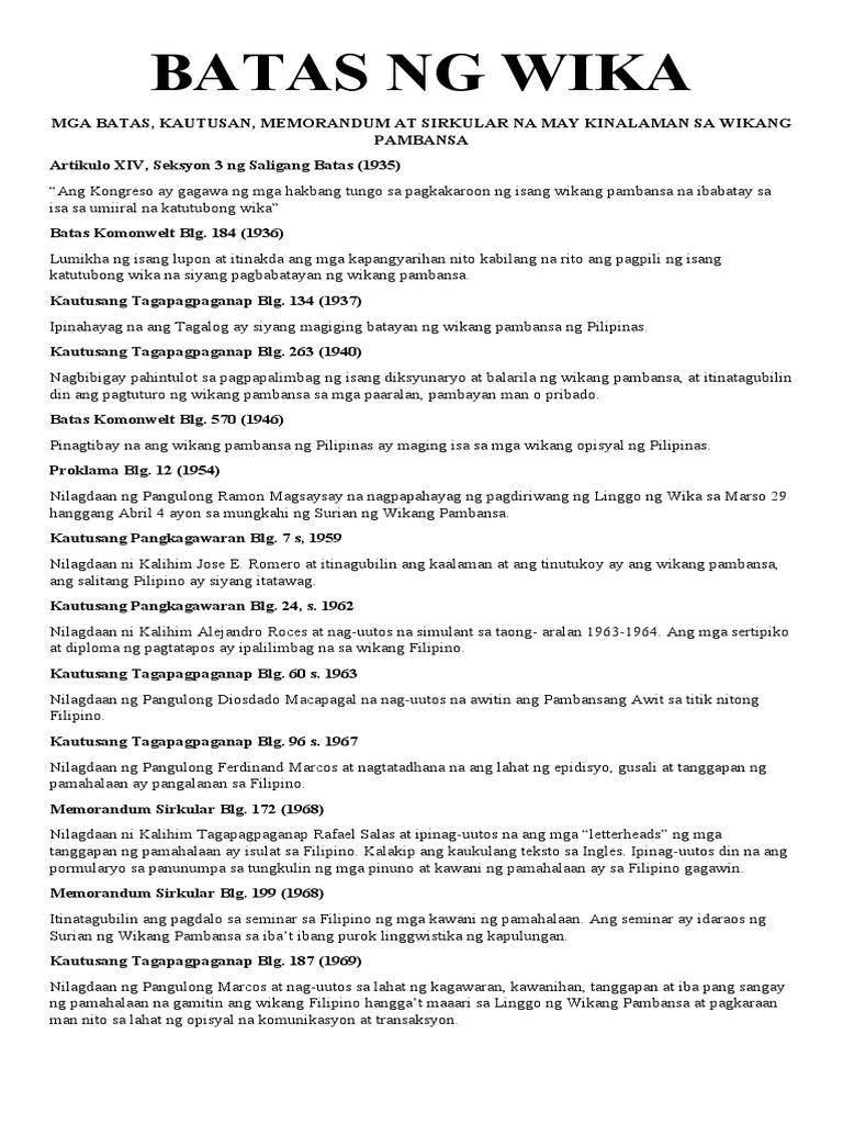 Batas NG Wika | PDF