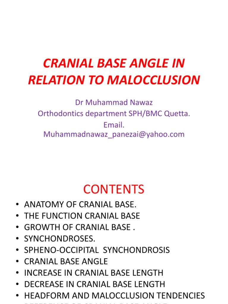 Cranial Base Angle in Relation To Malocclusion | PDF | Skull | Primate ...