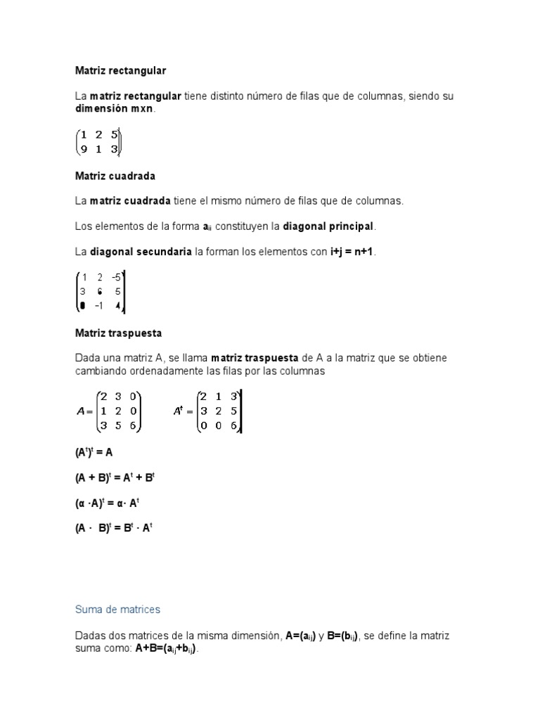 Matriz Rectangular | PDF | Matriz (Matemáticas) | Teoría del operador