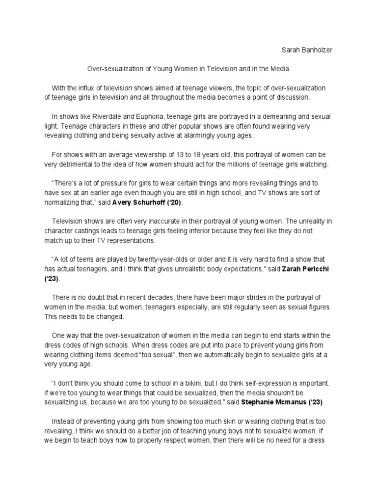 Over-Sexualization of Young Women in Television and Media | PDF ...