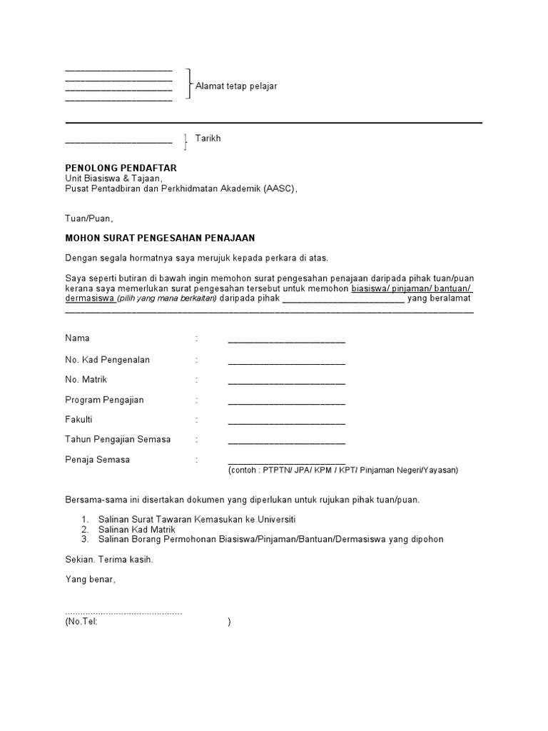 CTH Surat Pengesahan Penajaan | PDF