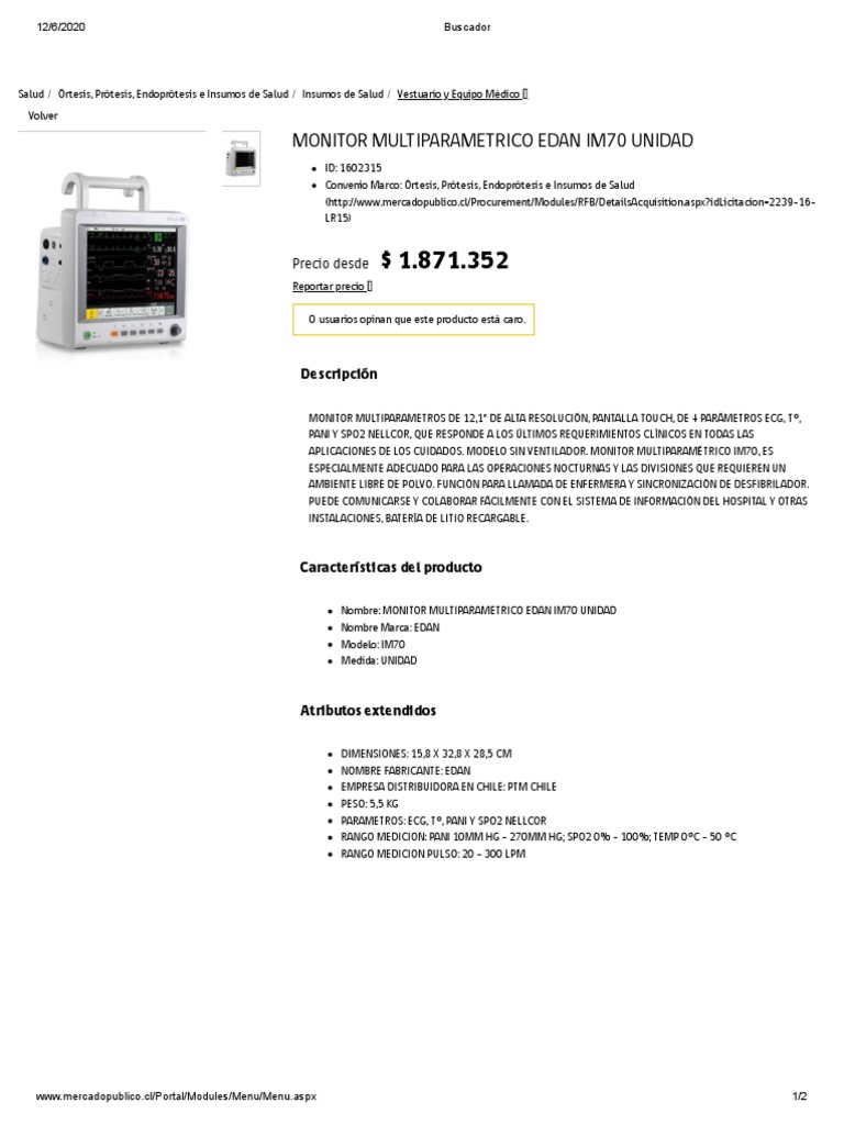 Monitor Edan Im70 | PDF | Science | Ciencia y Tecnología