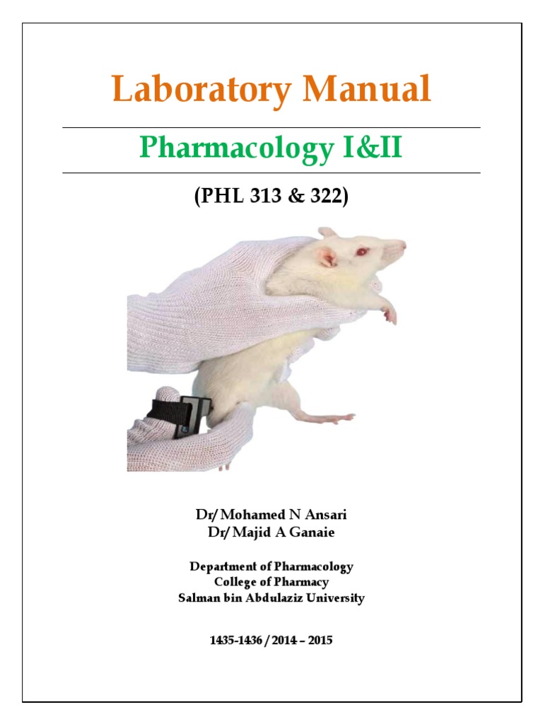 Pharmacology-I Practical Manual | PDF | Laboratory Rat | Anesthesia