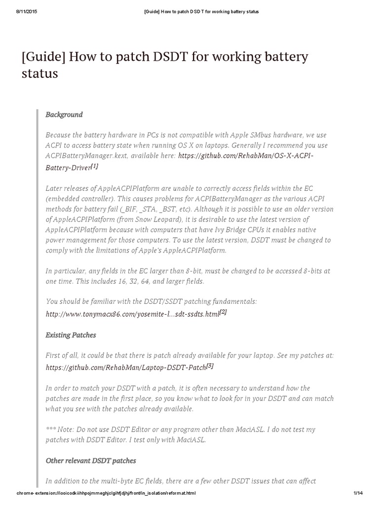 How To Patch DSDT For Working Battery Status | PDF | Regular Expression | Software