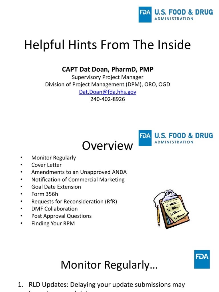 Helpful Hints From The Inside: Capt Dat Doan, Pharmd, PMP | PDF | Food ...