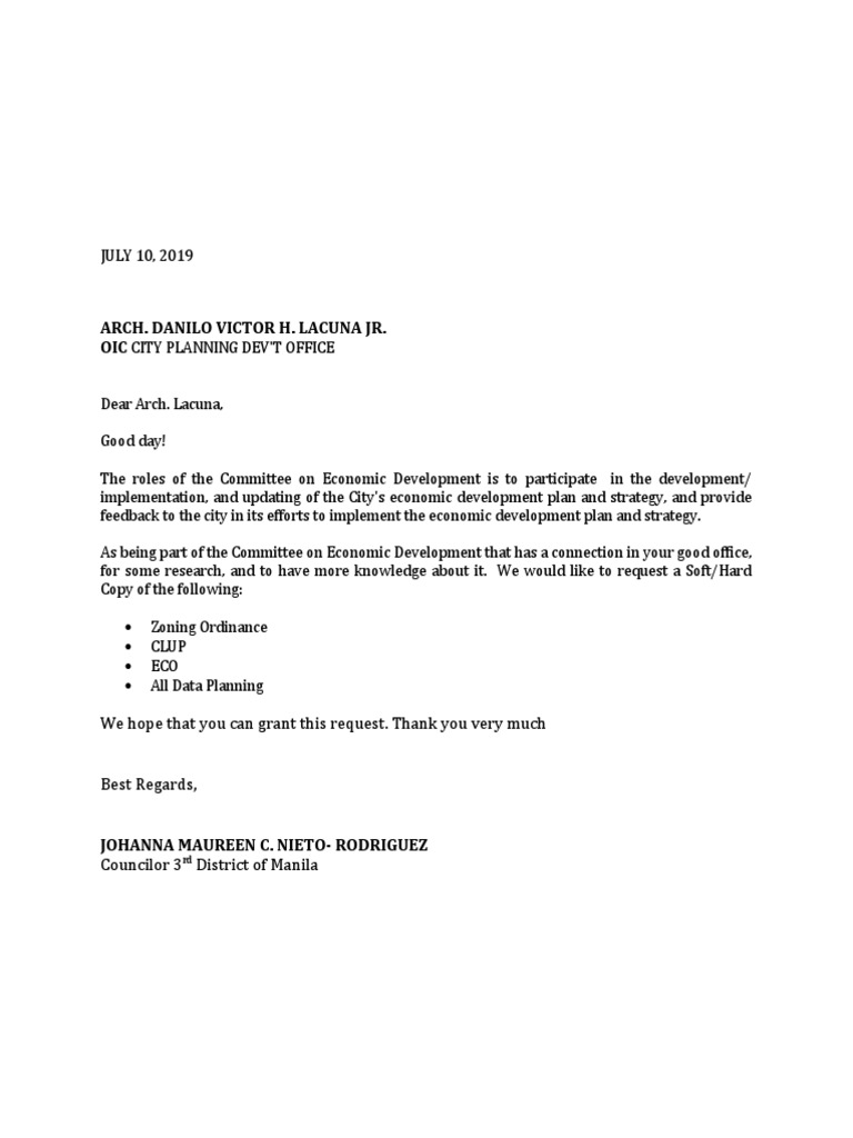 Request Letter City Planning | PDF