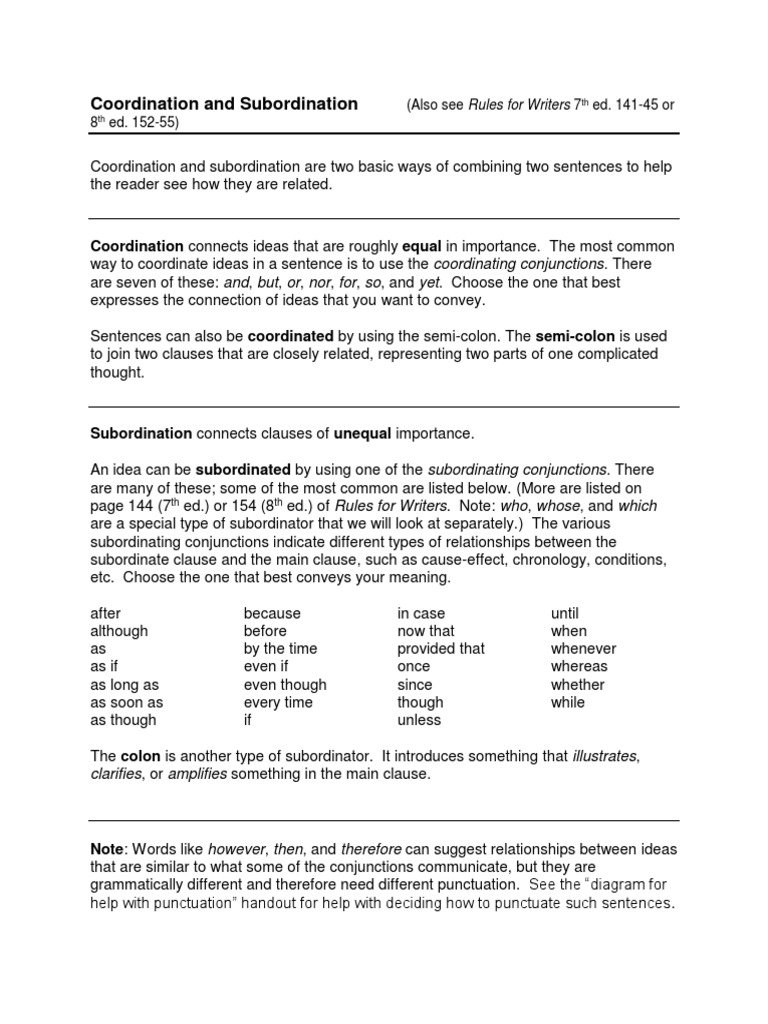 Subordinating Conjunctions | PDF | Sentence (Linguistics) | Linguistic Morphology