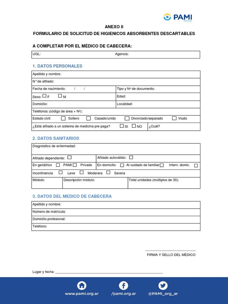 Formulario PAMI PDF | PDF