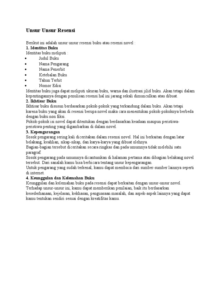Unsur Unsur Resensi Buku | PDF
