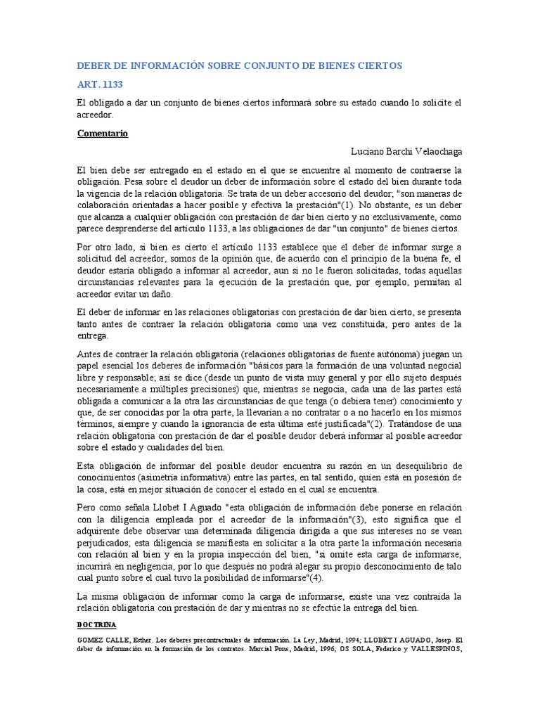 Deber de Información Sobre Conjunto de Bienes Ciertos | PDF | Estado ...