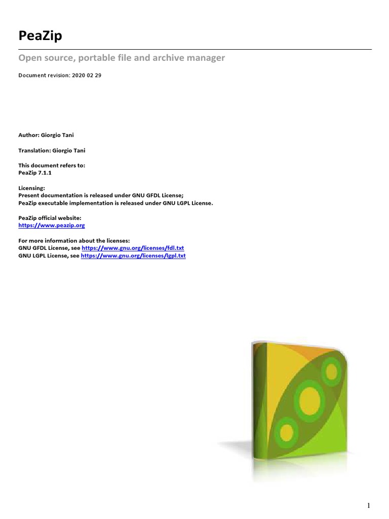 Peazip: Open Source, Portable File and Archive Manager | PDF | Icon ...