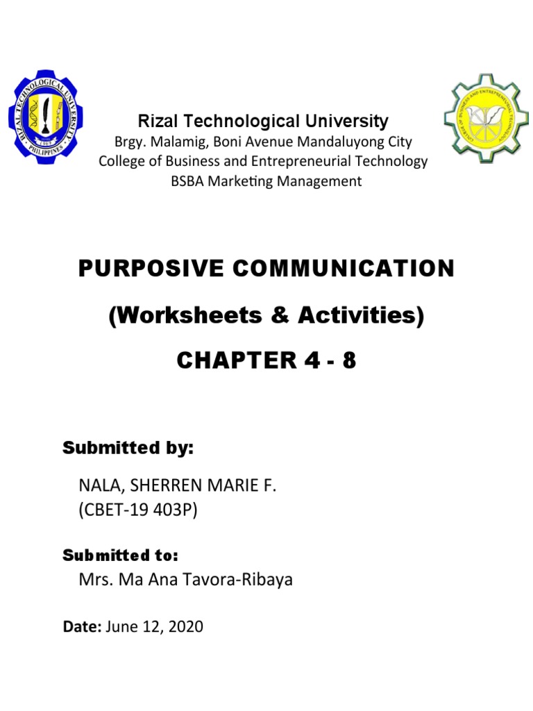 Chapter 4 (Activities & Worksheets) | PDF