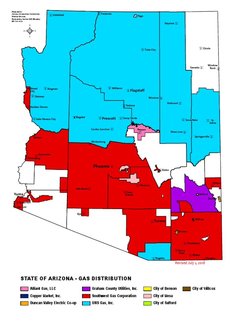 Map of Arizona's Gas Companies | PDF | Arizona | Business