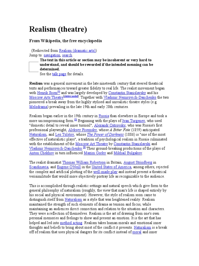 Realism (Theatre) : From Wikipedia, The Free Encyclopedia | PDF ...