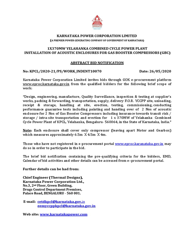 A Premier Power Generating Company of Government of Karnataka) | PDF ...
