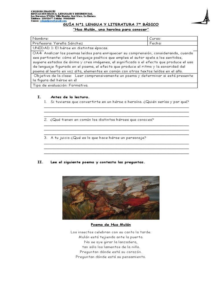 Guía 1 Comprension Lectora de Un Poema | PDF