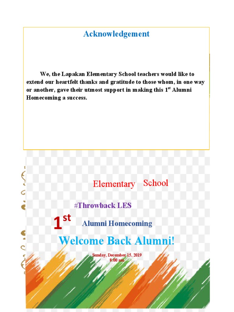Lapakan Elementary Alumni Homecoming 2019 | PDF | Career & Growth ...